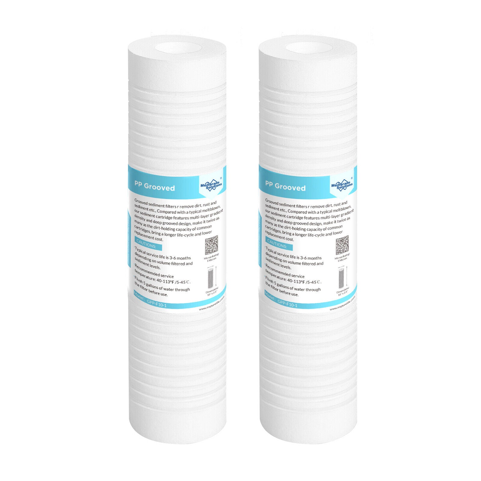 0.5/1/5 Micron 10"x2.5" PP Grooved Water Sediment Filter Cartridge ...